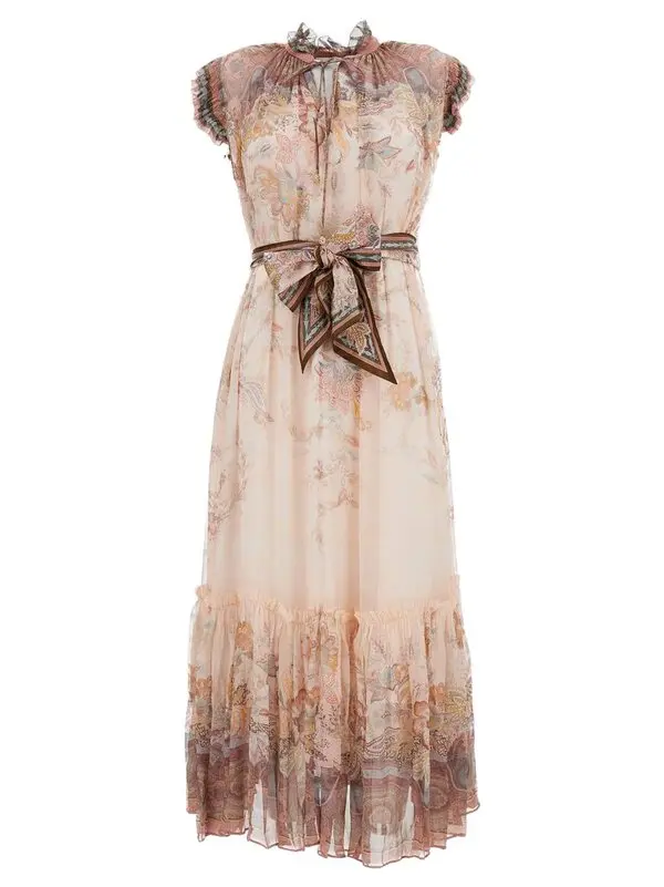 Zimmermann Alchemy Flutter Midi Dress - Rose