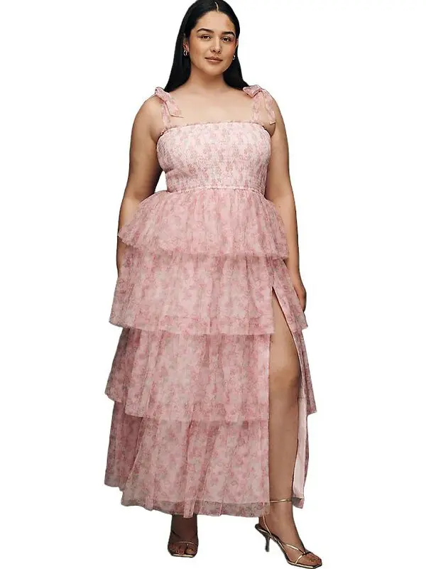 AMY JANE LONDON Aria Plus Tiered Tulle Midi Dress - Rosy Ribbons