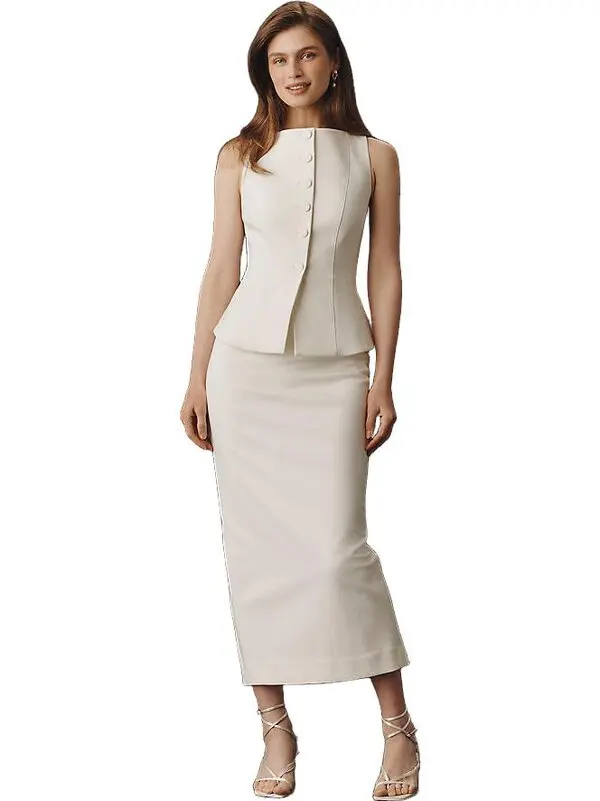 Bhldn Sleeveless Layered Column Maxi Dress - White Dahlia