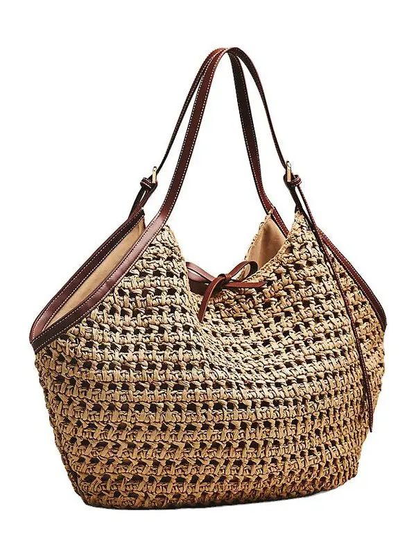 CELANDINE Oversized Raffia Hobo Bag - Natural