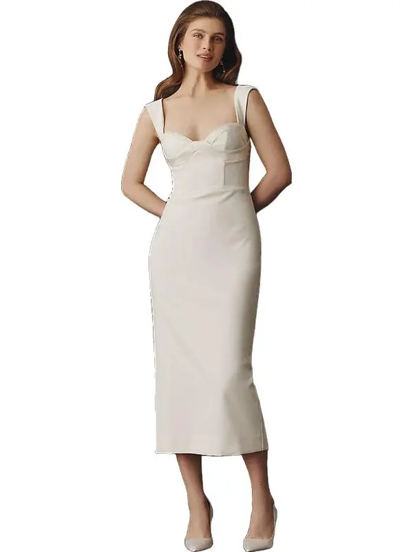 Bhldn Bombshell Sweetheart Midi Dress - White Dahlia