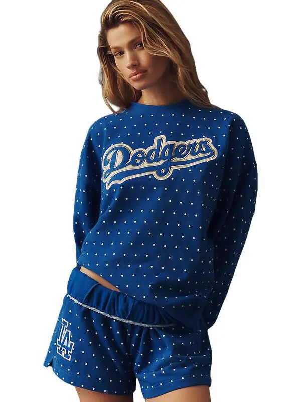 Mitchell & Ness Mlb Long-sleeve Crew-neck Pullover - Dodgers