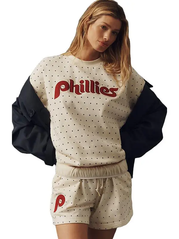 Mitchell & Ness Mlb Long-sleeve Crew-neck Pullover - Phillies