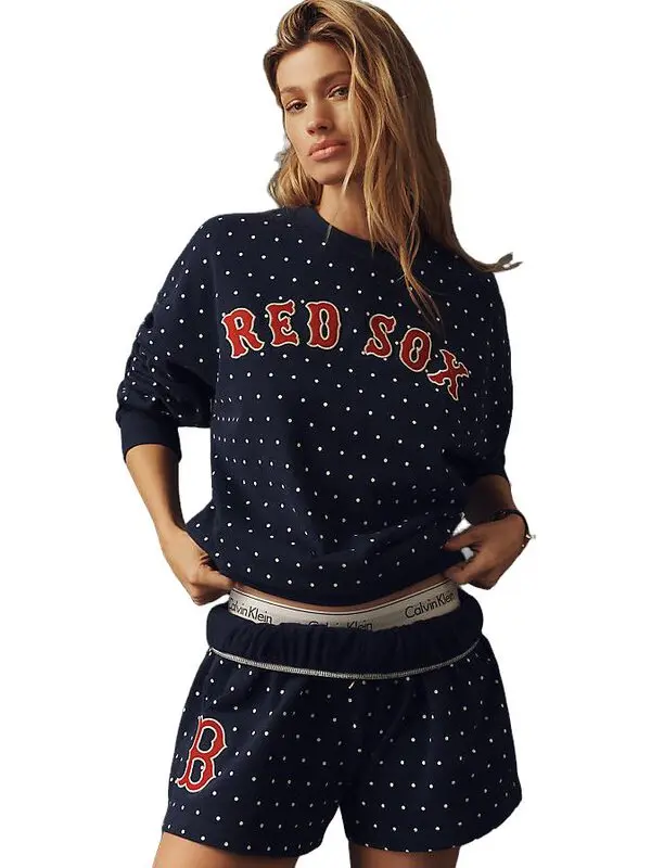 Mitchell & Ness Mlb Long-sleeve Crew-neck Pullover - Red Sox