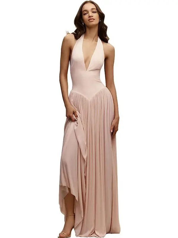 Misha Collection Ophelia Jersey Plunge Maxi Dress - Pink