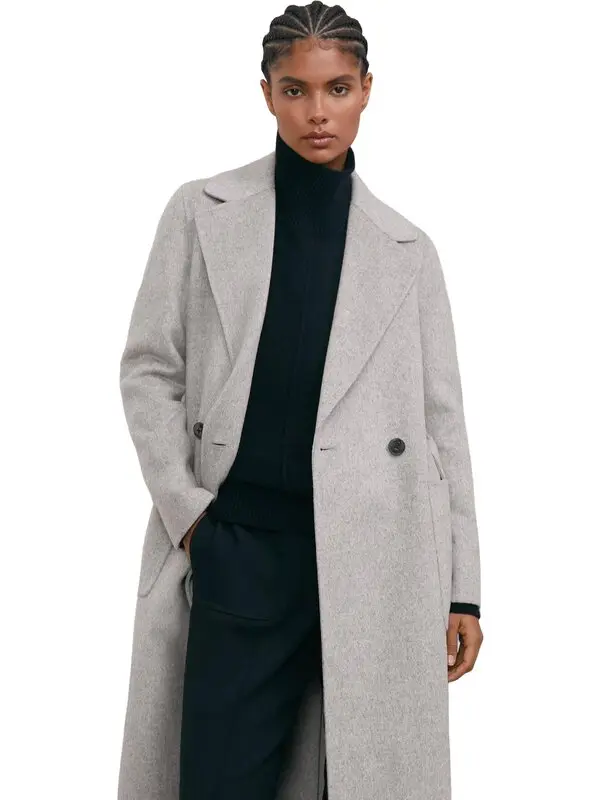 REISS Lucia Wool-blend Double-breasted Coat - Grey