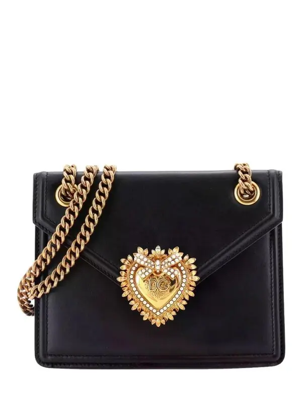 Dolce & Gabbana Devotion Leather Small Crossbody Bag - Black