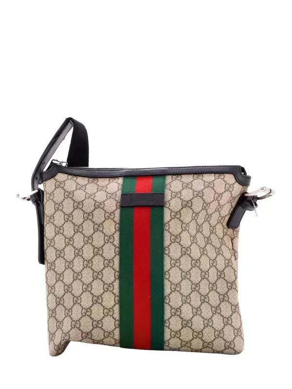 Gucci Web Messenger Bag Gg Coated Canvas Medium - Black
