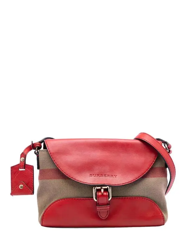 Burberry Leather And House Check Canvas Crossbody Bag - Brown