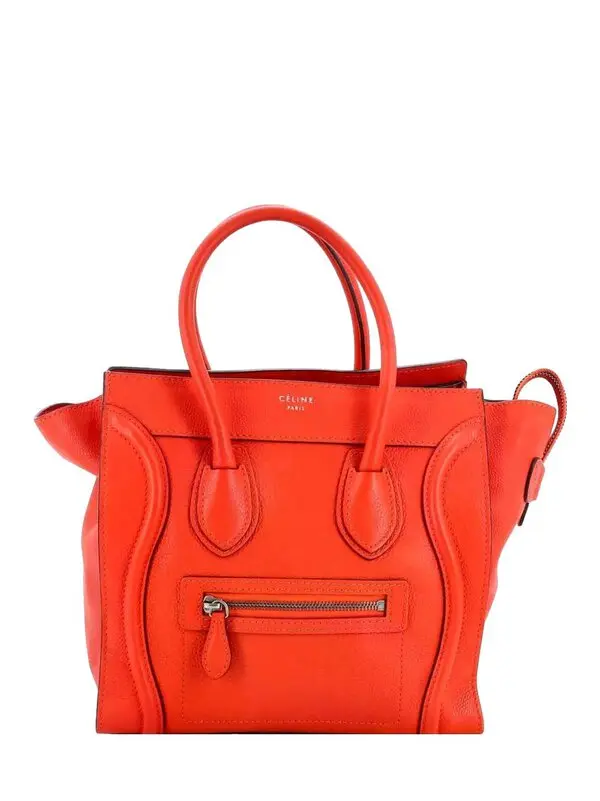 Celine Luggage Bag Grainy Leather Mini Tote Bag - Red