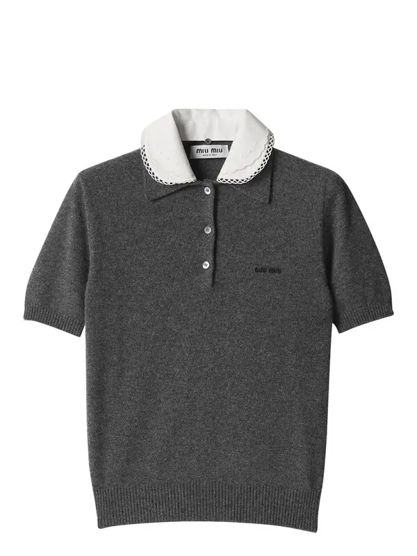 Miu Miu Cashmere Polo Sweater - Grey
