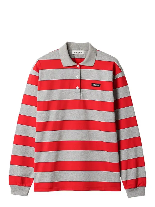 Miu Miu Cotton Stripe Rugby Shirt - Red