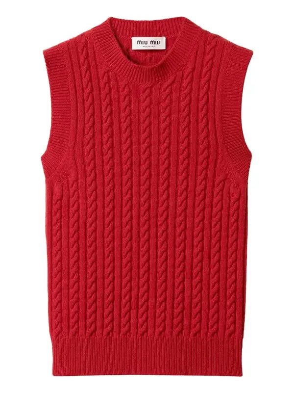 Miu Miu Cashmere Cable-knit Vest - Red