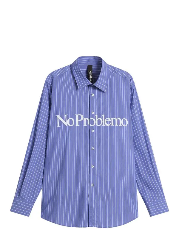 NO PROBLEMO Logo Stripe Poplin Shirt - Navy