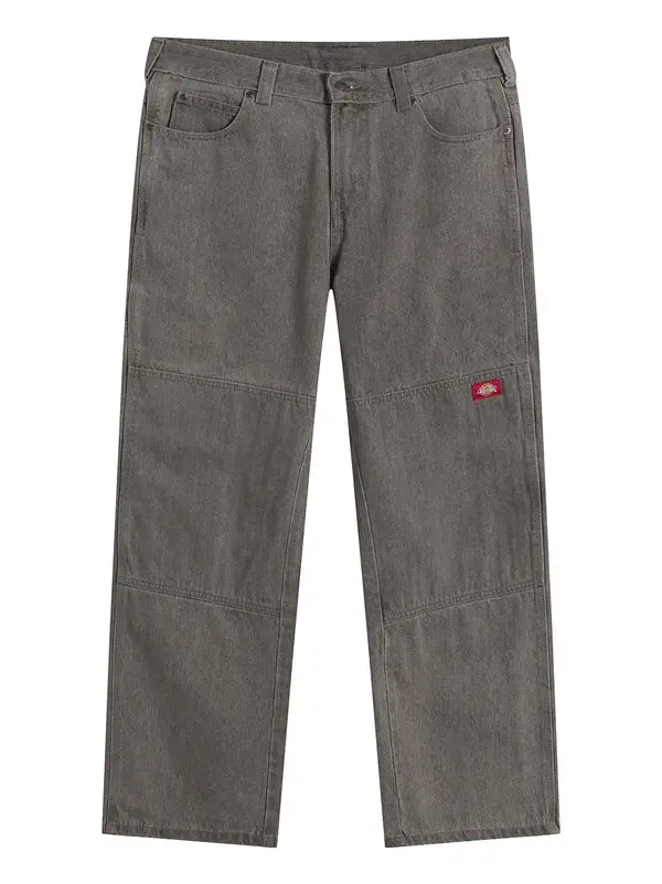 Dickies Double Knee Loose Straight Denim Jeans - Grey Wash Tinted
