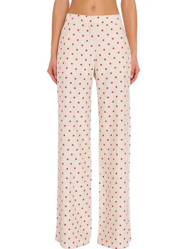 Amanda Uprichard Saddler Polka Dot Pants - Beige Red