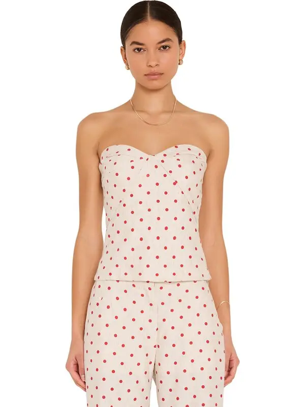 Amanda Uprichard Soho Polka Dot Top - Beige Red