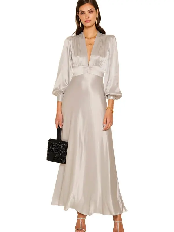 Rixo Emory Satin Dress - Silver