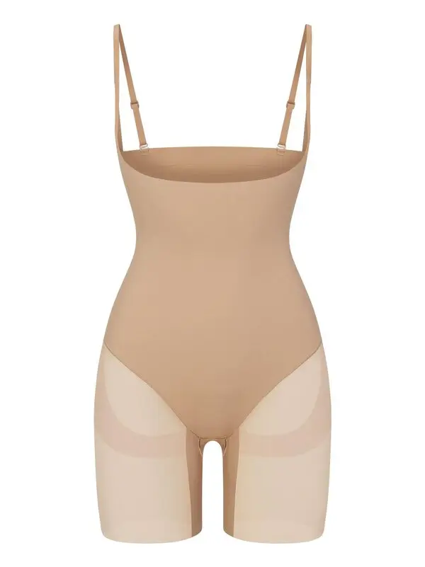 SKIMS Core Sculpt Open Bust Mid Thigh Bodysuit - Clay
