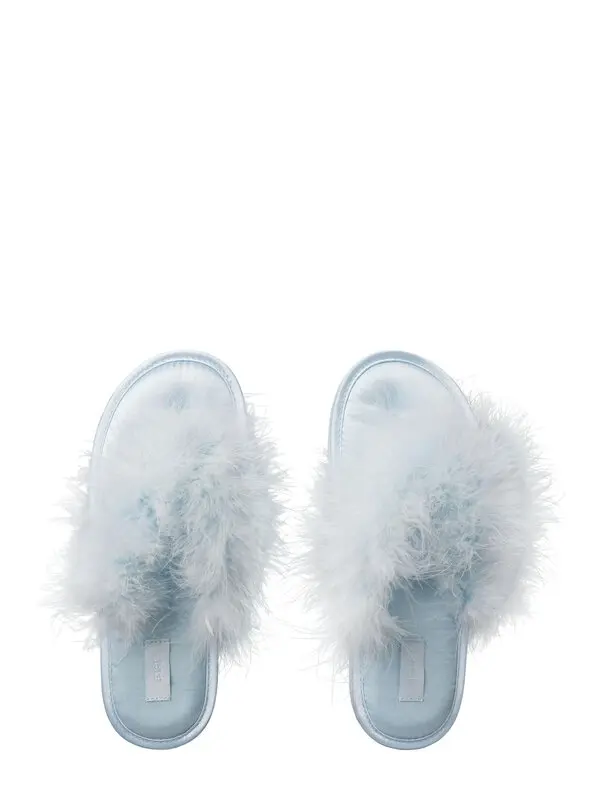 SKIMS Faux Feather Slipper - Baby Blue