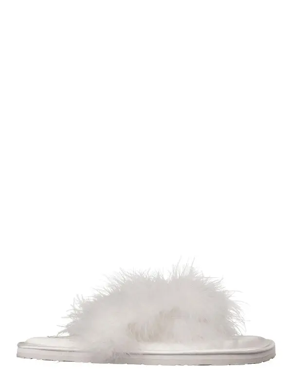 SKIMS Faux Feather Thong Slippers - Ivory