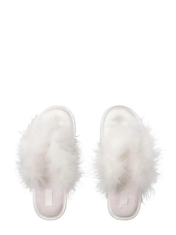 SKIMS Faux Feather Thong Slippers - Ivory