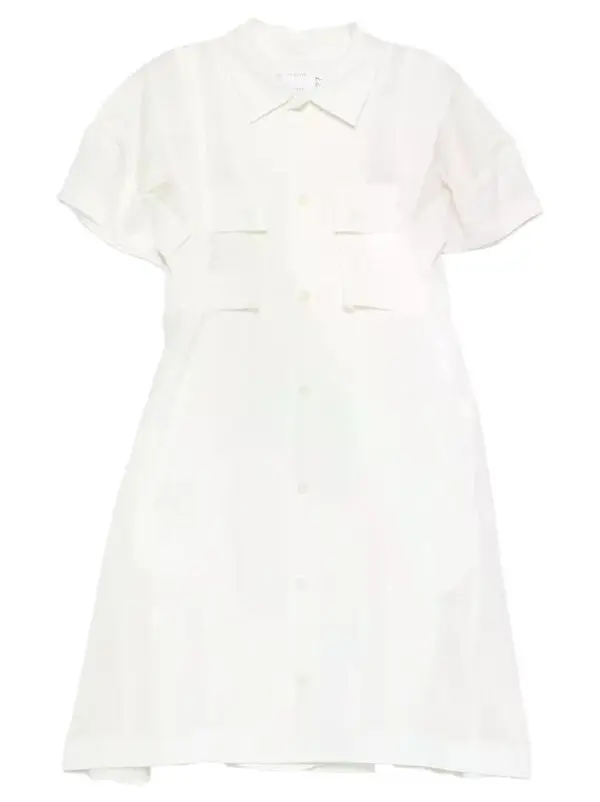 Sacai Panelled Shirt Mini Dress - Neutrals