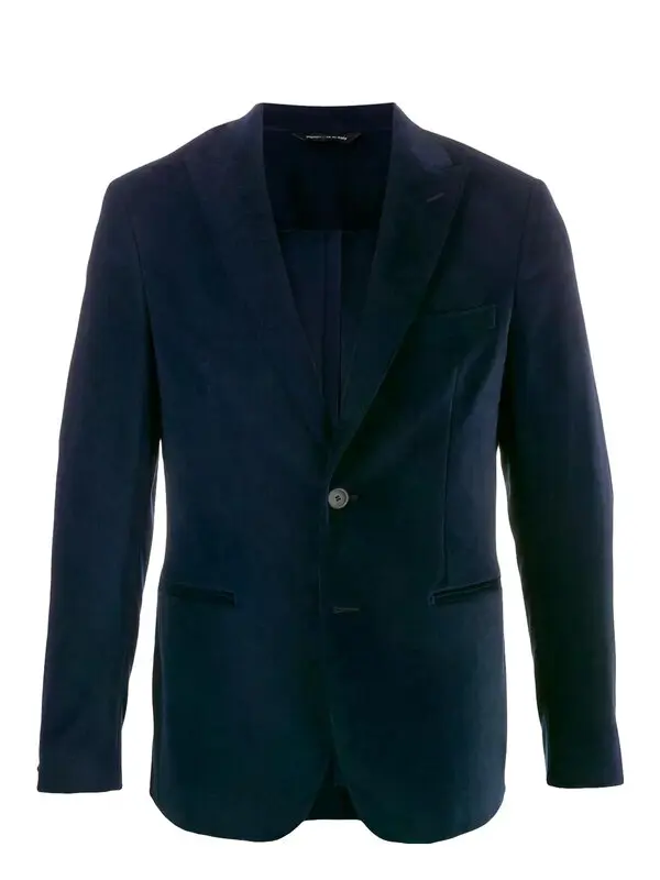 TONELLO Slim Fit Velvet Blazer - Blue