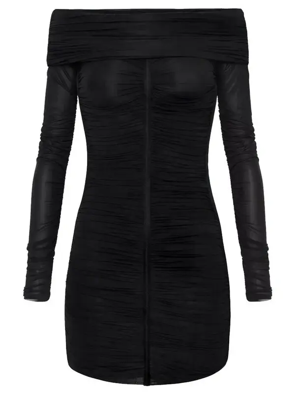 Elisabetta Franchi Long-sleeve Draped Mini Dress - Black