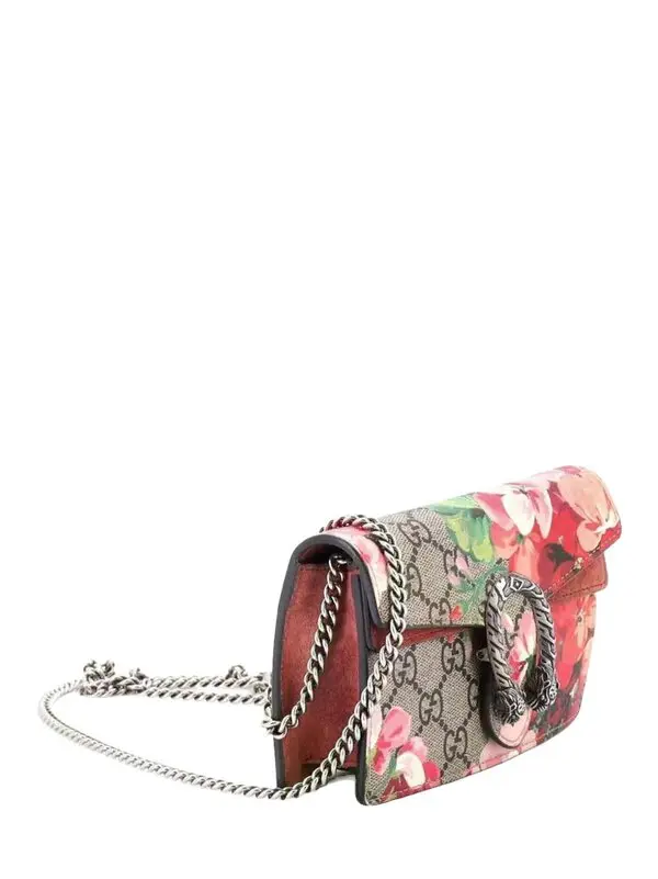 Gucci Dionysus Blooms Print Gg Coated Canvas Super Mini Crossbody Bag - Brown