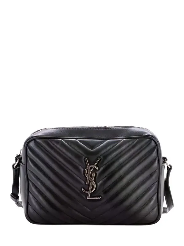 Saint Laurent Lou Camera Matelassé Chevron Leather Crossbody Bag - Black
