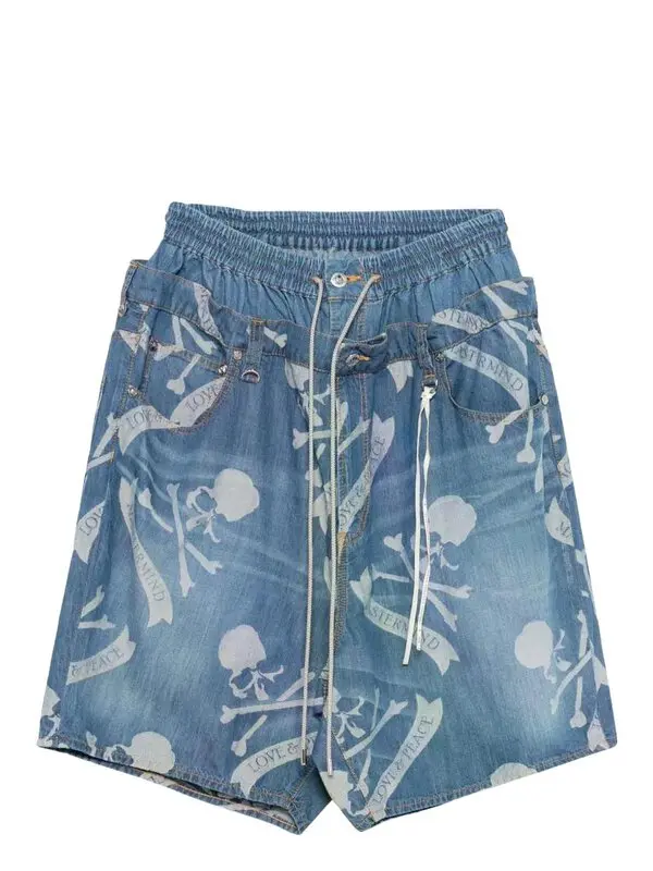 MASTERMIND WORLD Patterned Denim Shorts - Blue
