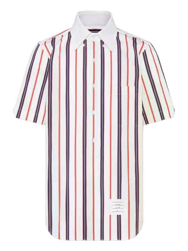 Thom Browne Poplin Repp Stripe Short Sleeve Shirt - Regatta Stripe