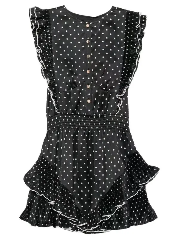 SELF-PORTRAIT Polka-dot Mini Dress - Black