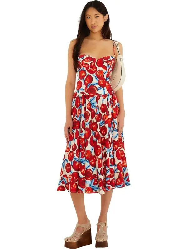 Farm Rio Sleeveless Lenzing™ Ecovero™ Euroflax™ Midi Dress - Cherry Blossom