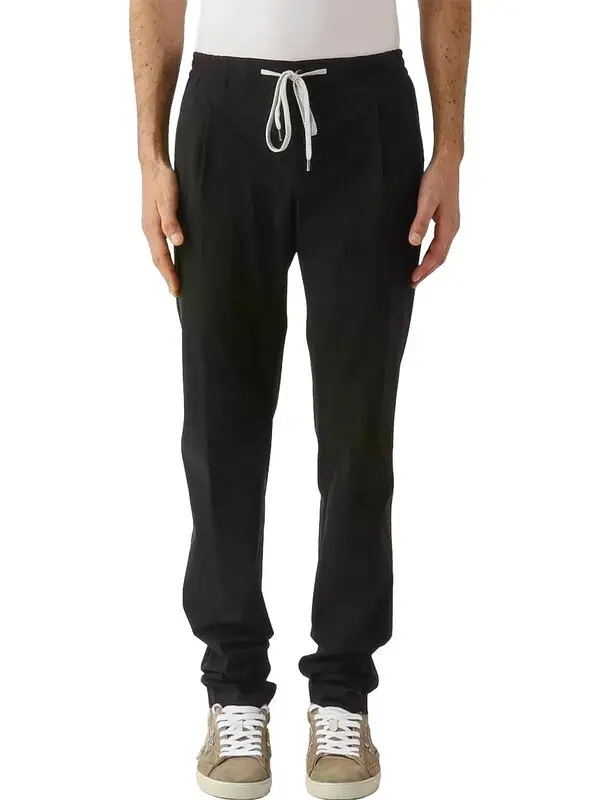 PT TORINO Drawstring Pleated Trousers - Black