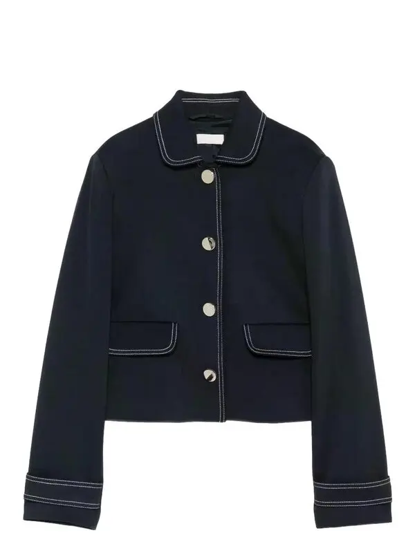 Liu Jo Buttoned Jacket With Topstitch Detail - Blue
