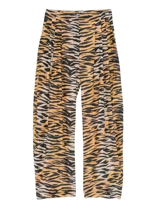 Pinko Tiger-print Trousers - Neutrals