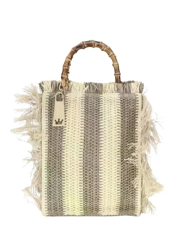 LA MILANESA Lilium Striped Raffia Tote Bag - Neutrals