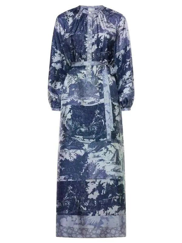 PIERRE-LOUIS MASCIA Floral-pattern Midi Dress - Blue
