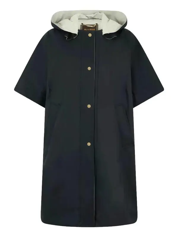 MOORER Hooded Short-sleeve Coat - Blue