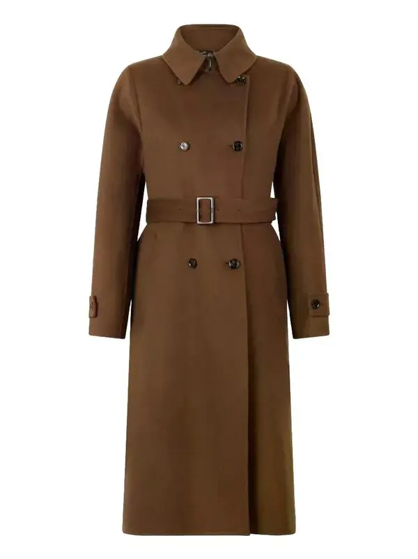 MOORER Belted Long-sleeve Coat - Brown
