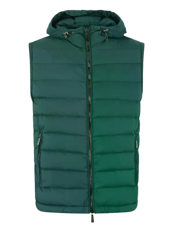 MOORER Hooded Zipped Gilet - Green