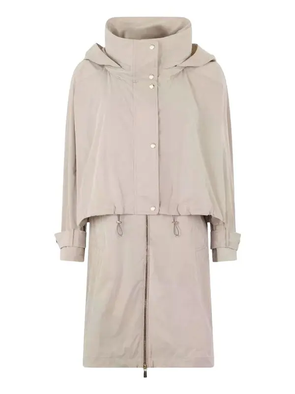 MOORER Hooded Zip-up Parka Coat - Neutrals