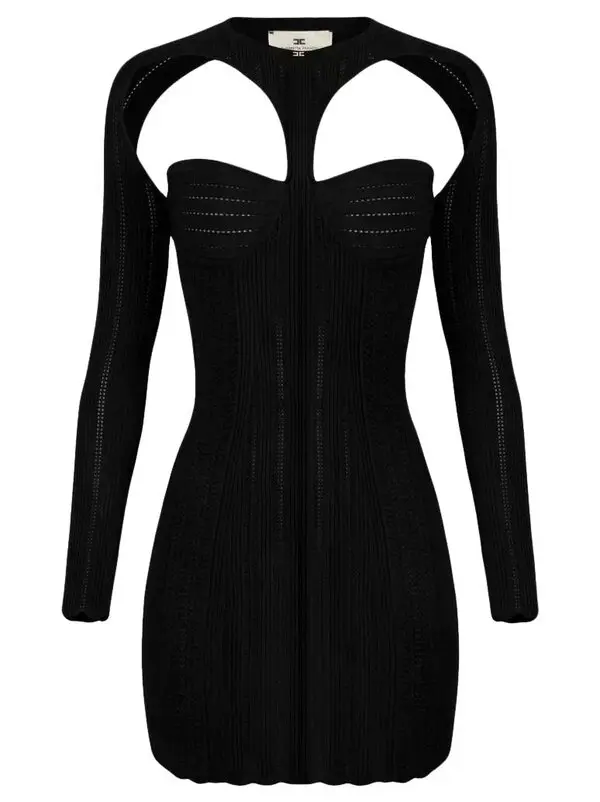 Elisabetta Franchi Openwork Mini Dress - Black