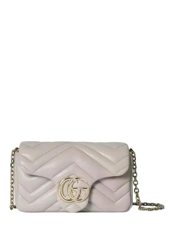 Gucci Mini Gg Marmont Chevron Shoulder Bag - Neutrals