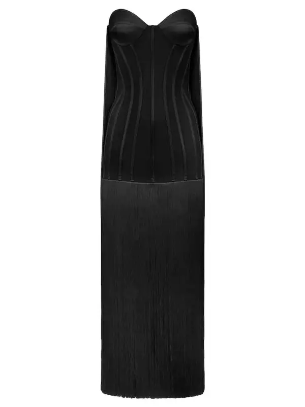 Elisabetta Franchi Pleated Maxi Dress - Black