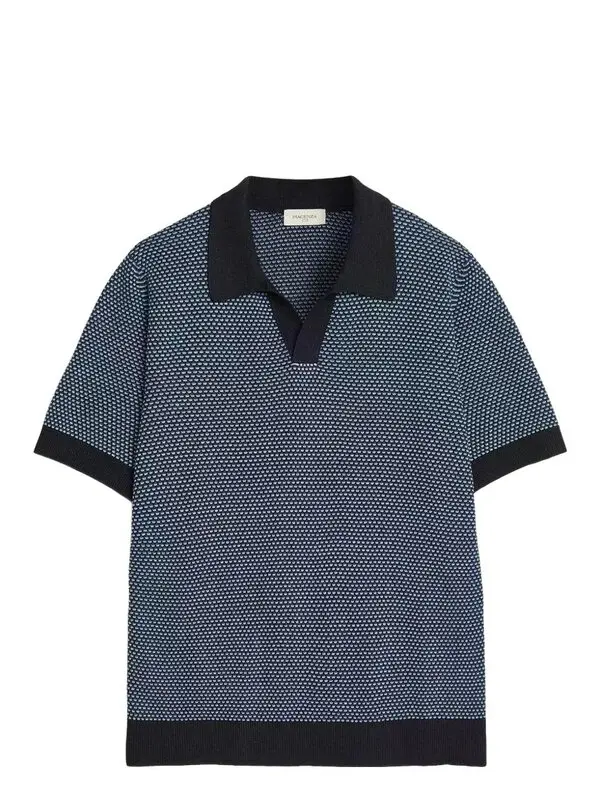 PIACENZA CASHMERE 1733 Patterned Polo Shirt - Blue