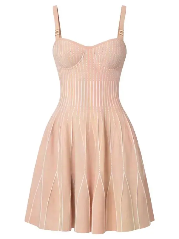 Elisabetta Franchi Pleated Two-tone Mini Dress - Neutrals