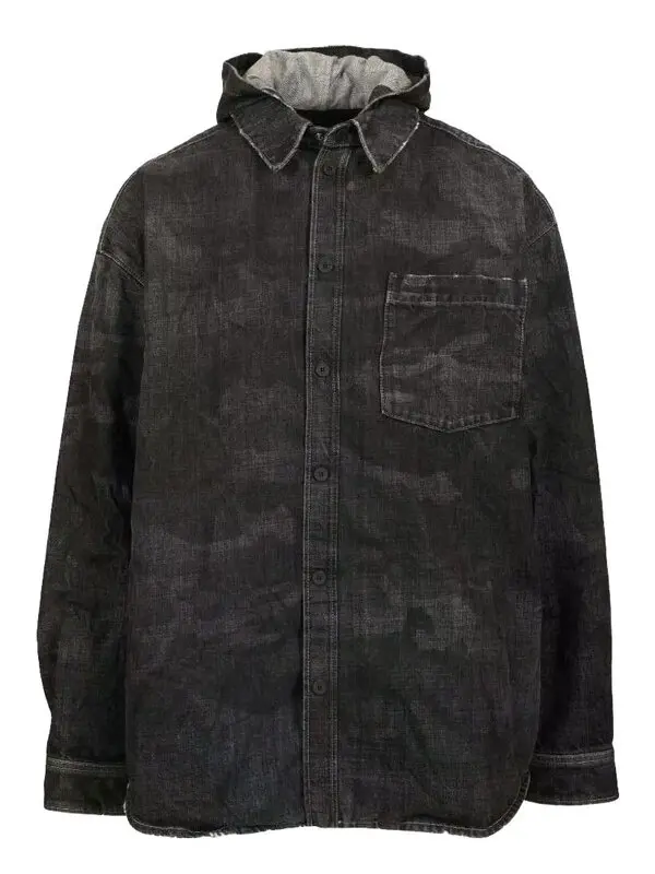 Balenciaga Hooded Cotton Denim Jacket - Black